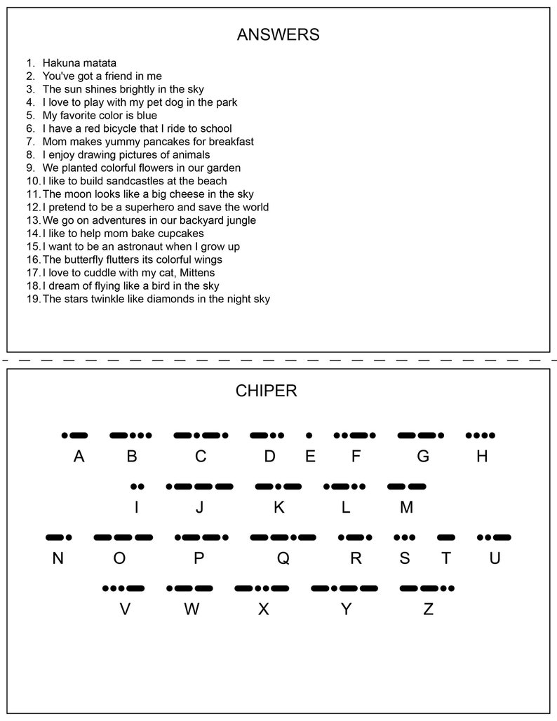 20 CRYPTOGRAMS for Kids With Morse Code, Printable, Instant Download pdf in Letter and A4 - Etsy ...