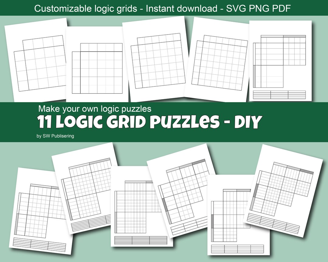 CUSTOMIZE 11 Logic Puzzle Grid DIY. Adjustable Instant Download Files ...