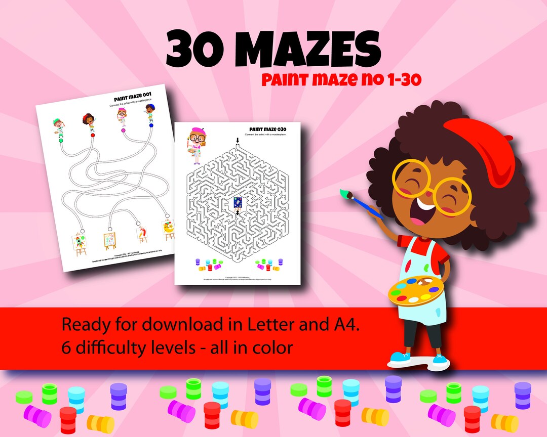 30 PRINTABLE MAZES for Kids Difficulty From Easy to Medium Ages 4-10 ...
