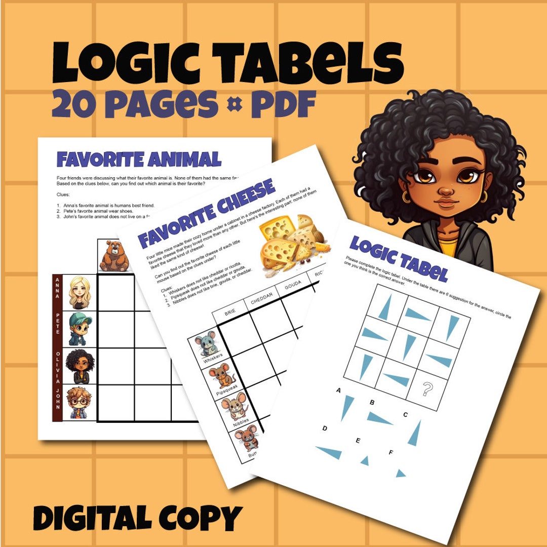 20 LOGIC PUZZLES for Kids Printable Instant Download pdf in Letter and ...