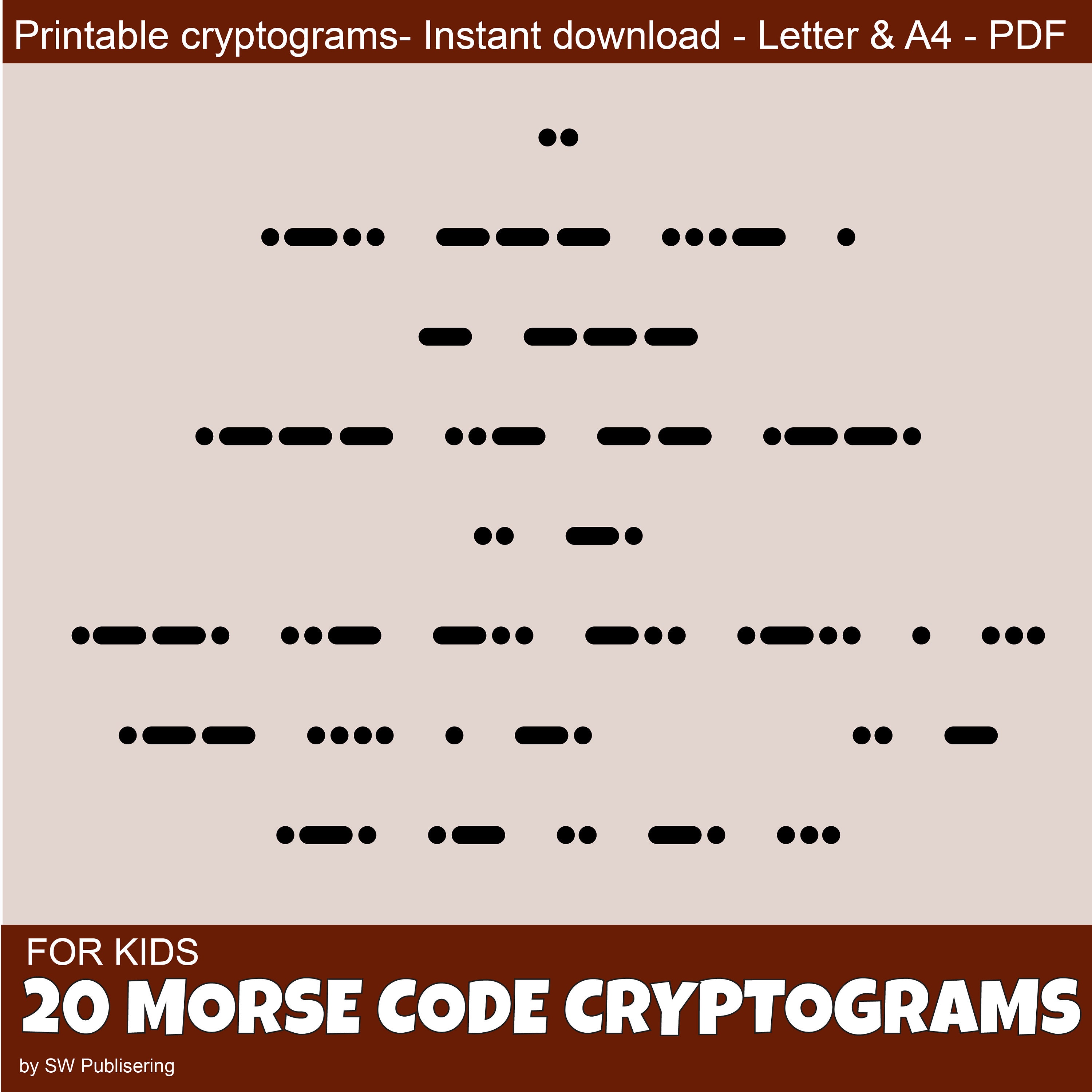20 CRYPTOGRAMS for Kids With Morse Code, Printable, Instant Download ...