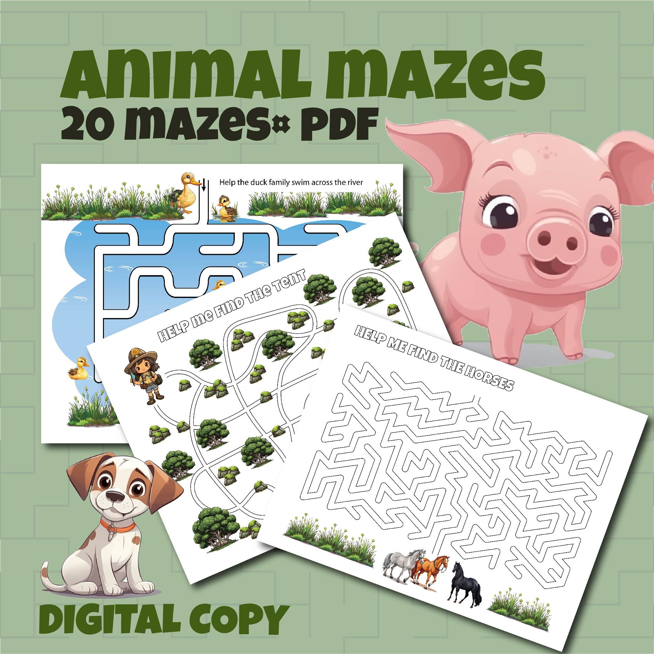 Farm Animal Maze Bundle 20 Printables, PDF Instant Download for Kids - Etsy