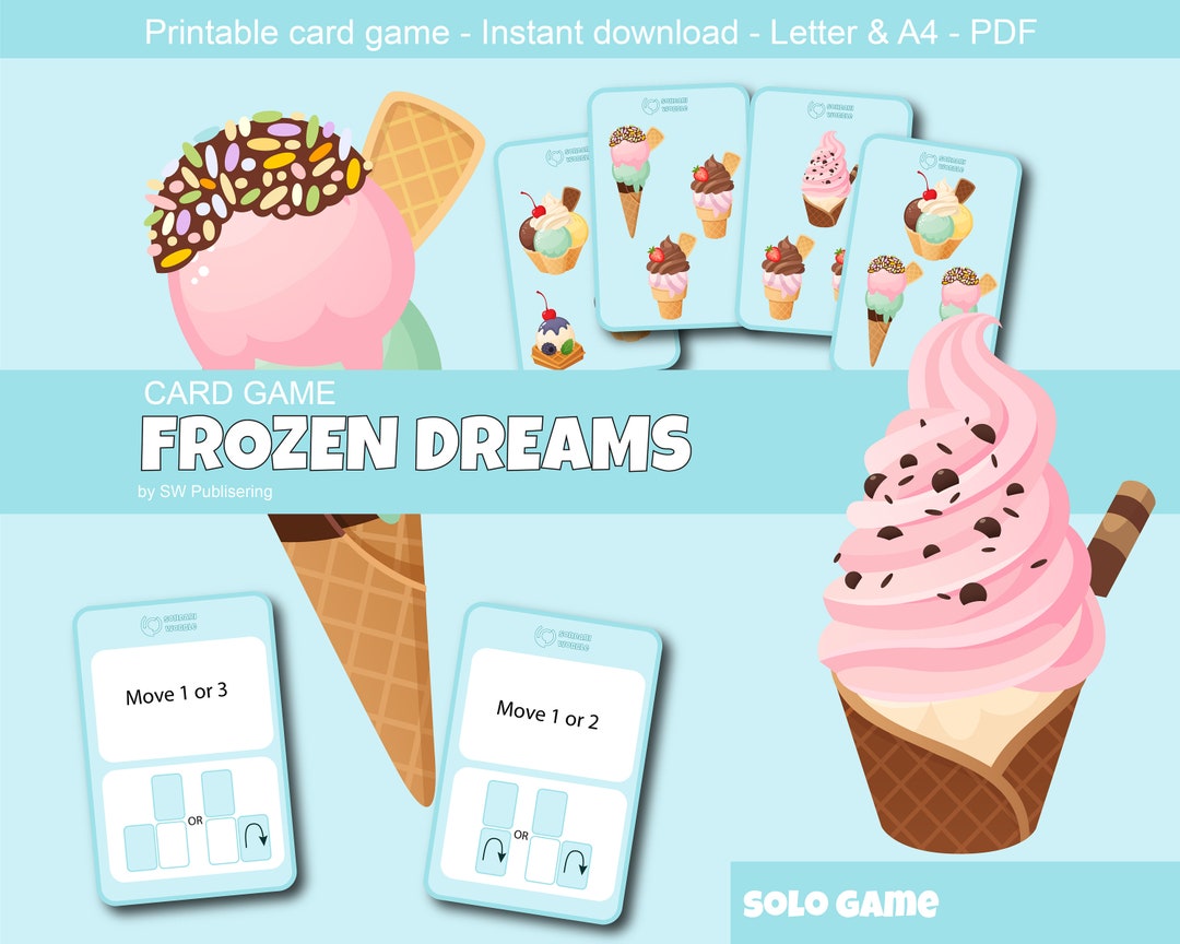 Solo Strategy Game: Ice Cream Card Game Printable for Instant Logic Fun ...