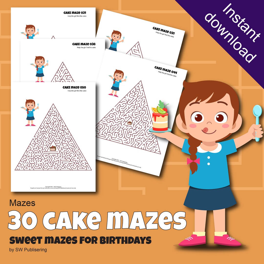 30 PRINTABLE MAZES for Kids Difficulty Easy to Medium Ages 4-10 Instant ...