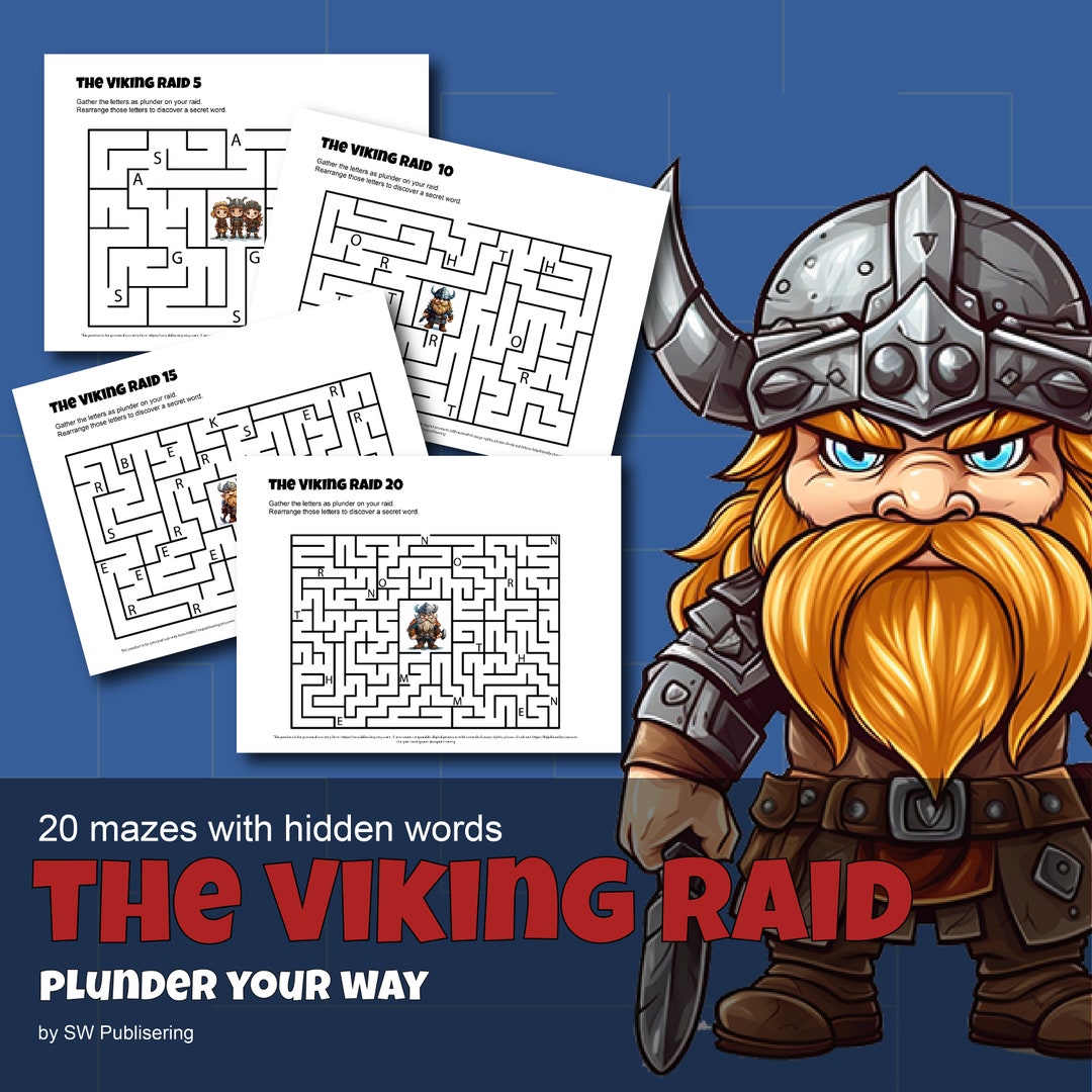 20 Mazes With a Hidden Word Viking Theme Printable Instant Download - Etsy