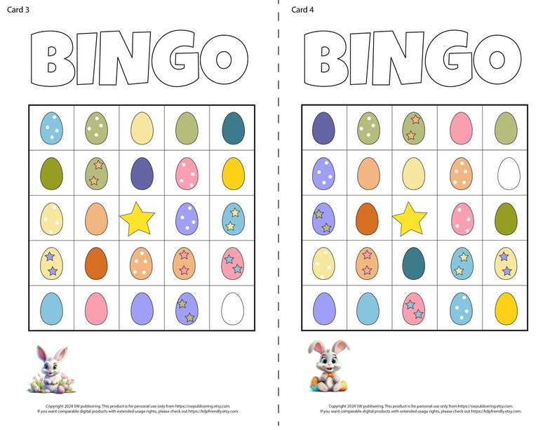 PRINTABLE EASTER BINGO Cards With Call Board, Party Games for Children ...