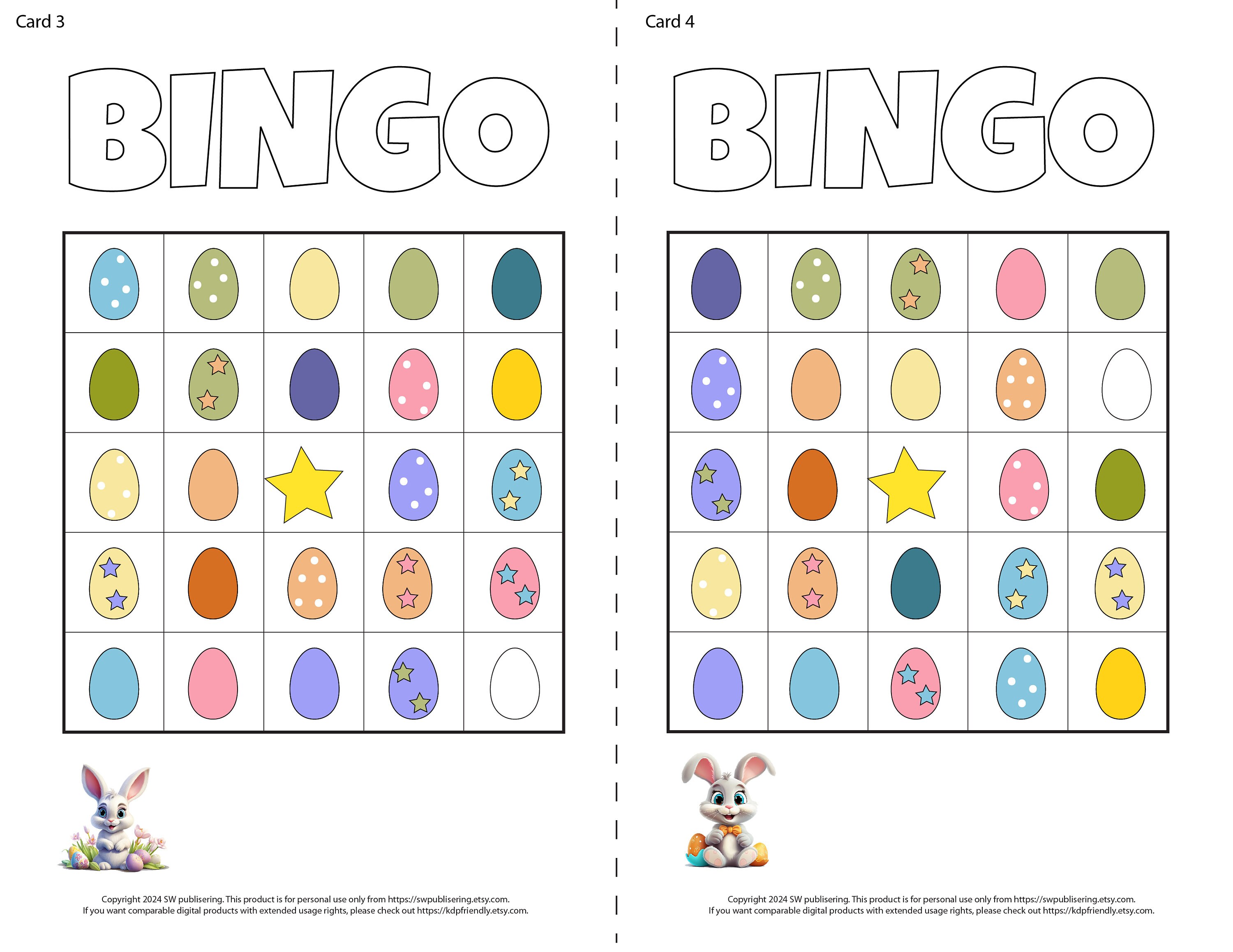 PRINTABLE EASTER BINGO Cards With Call Board, Party Games for Children ...