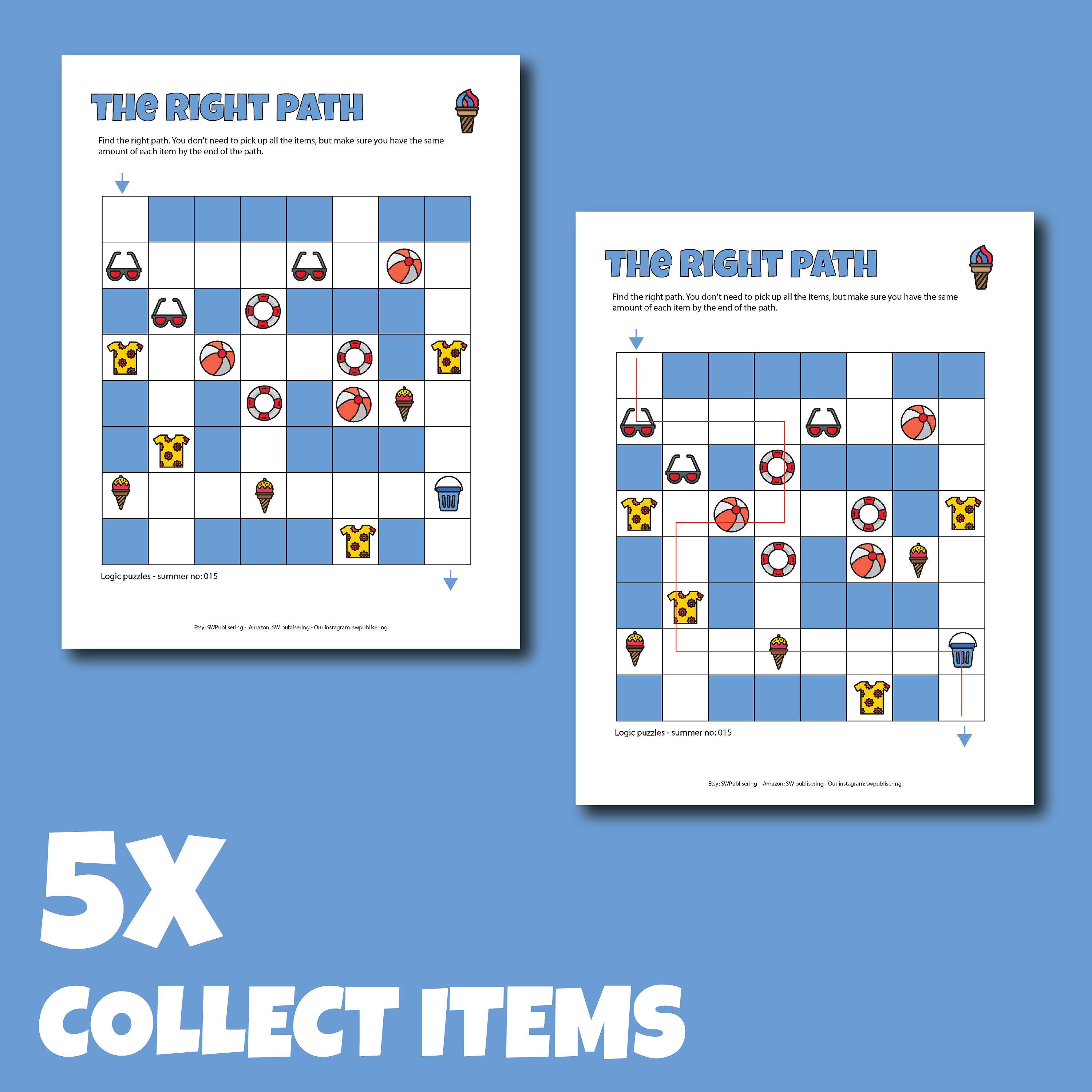 20 LOGIC PUZZLES for Kids in the SUMMER Printable Instant Download pdf ...