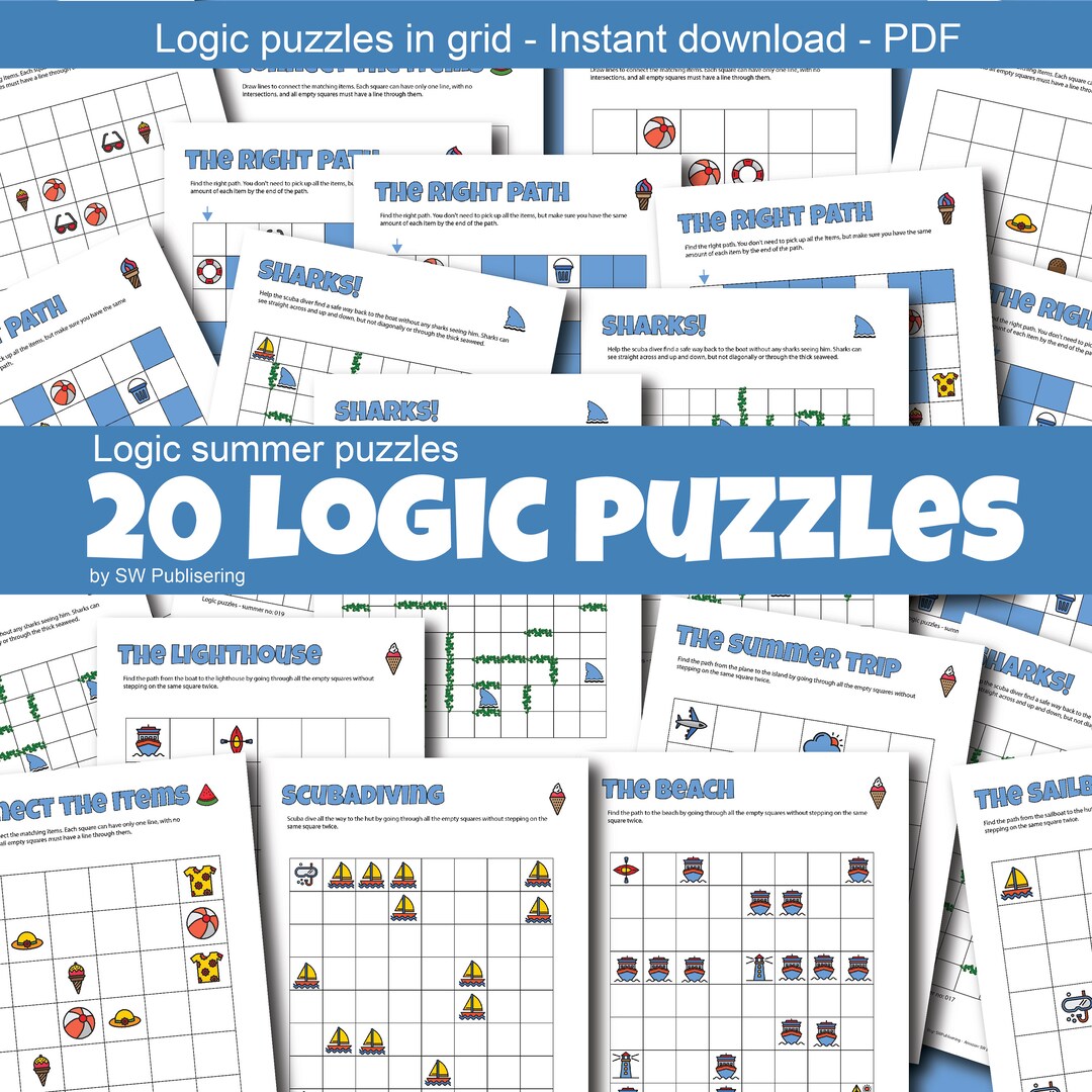 20 LOGIC PUZZLES for Kids in the SUMMER Printable Instant Download pdf ...