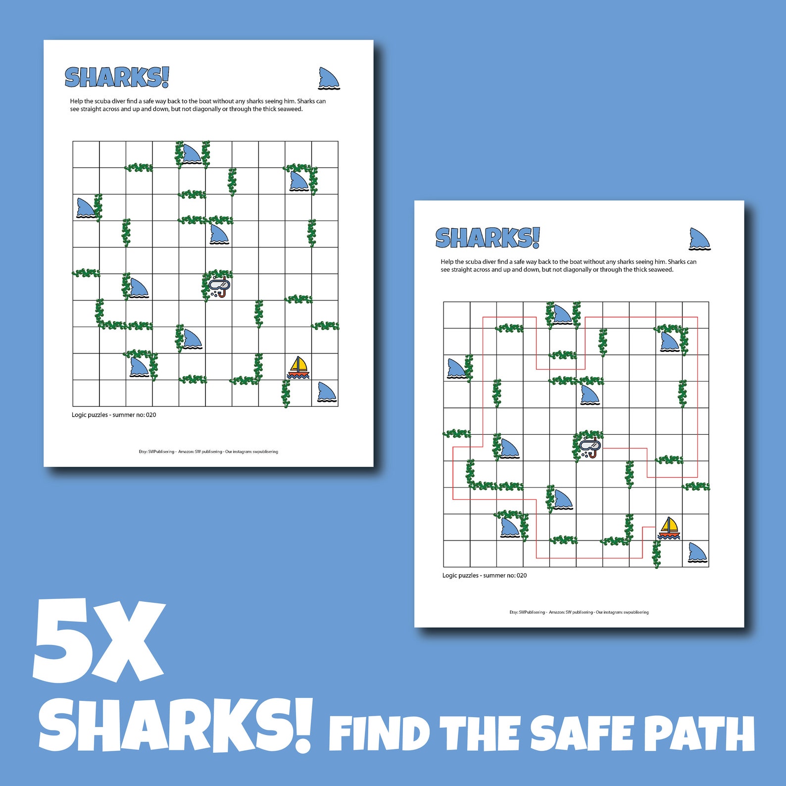 20 LOGIC PUZZLES for Kids in the SUMMER Printable Instant Download pdf ...