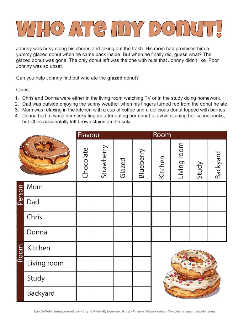 20 LOGIC PUZZLES for Kids Printable Instant Download pdf in Letter and ...