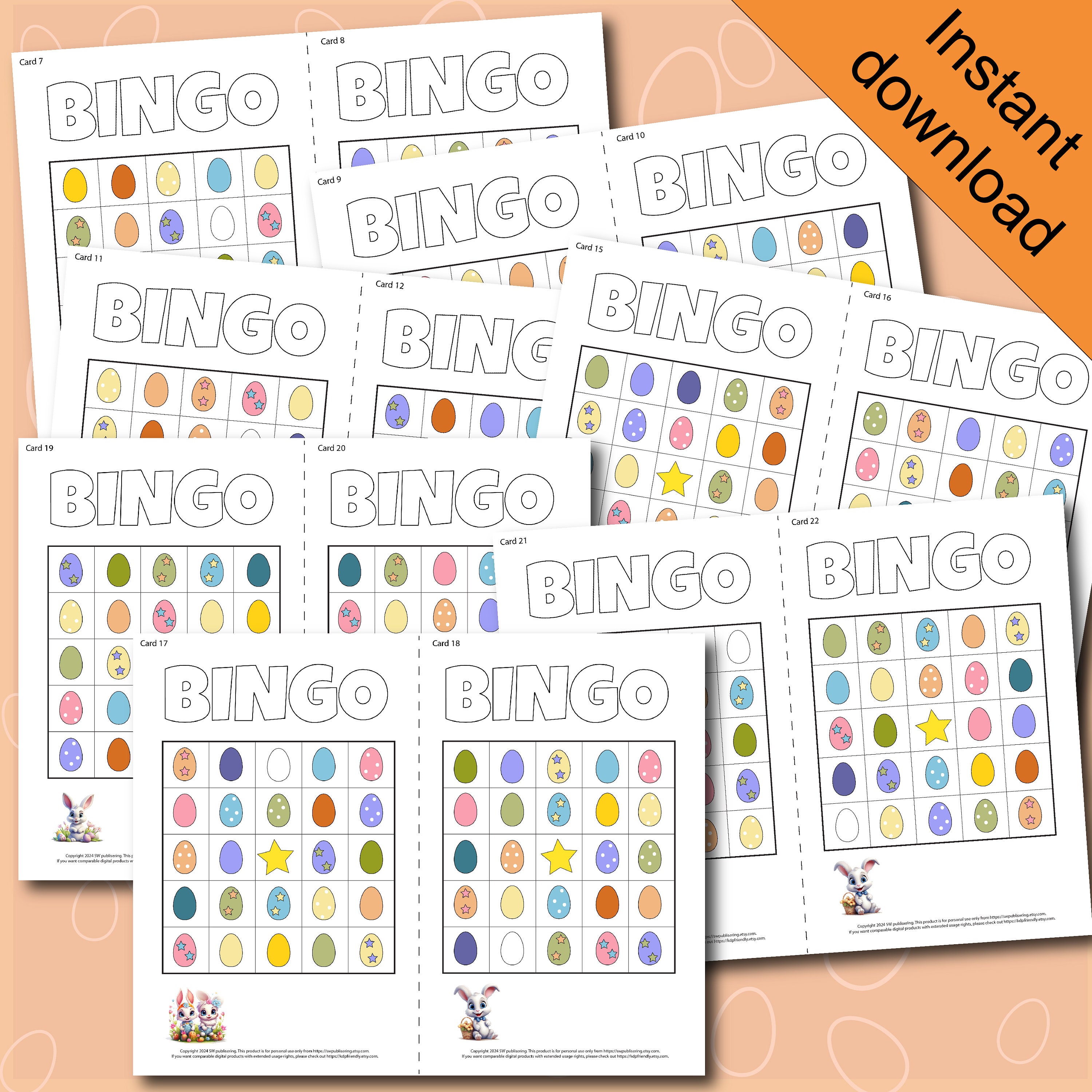 PRINTABLE EASTER BINGO Cards With Call Board, Party Games for Children ...