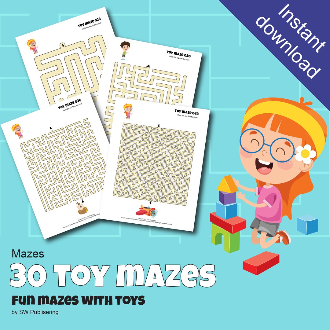 30 PRINTABLE MAZES for Kids Difficulty From Easy to Medium Age 4-10 ...
