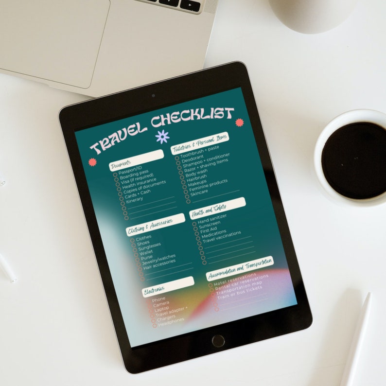 Cute Editable Digital Travel Checklist, Packing Checklist, Trip Planner ...