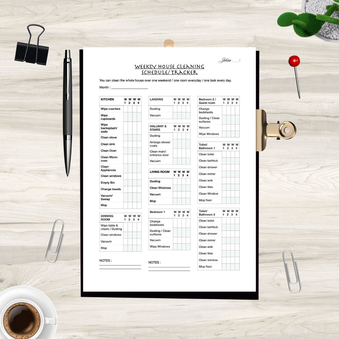 House Cleaning Schedule/ Tracker /checklist - Etsy