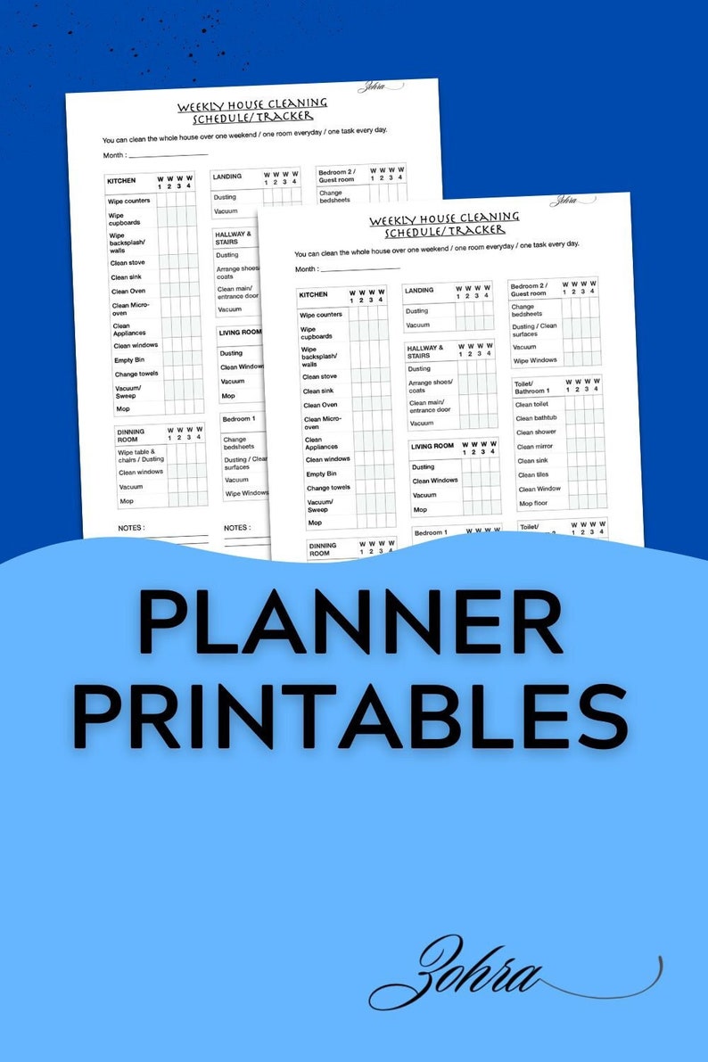 House Cleaning Schedule/ Tracker /checklist - Etsy