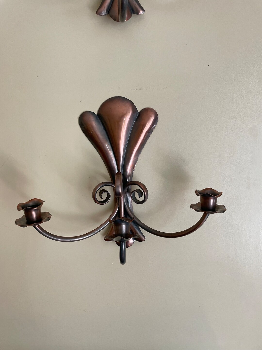 Georgian Copper Triple Sconce Pair, Copper Sconce, Vintage Copper ...