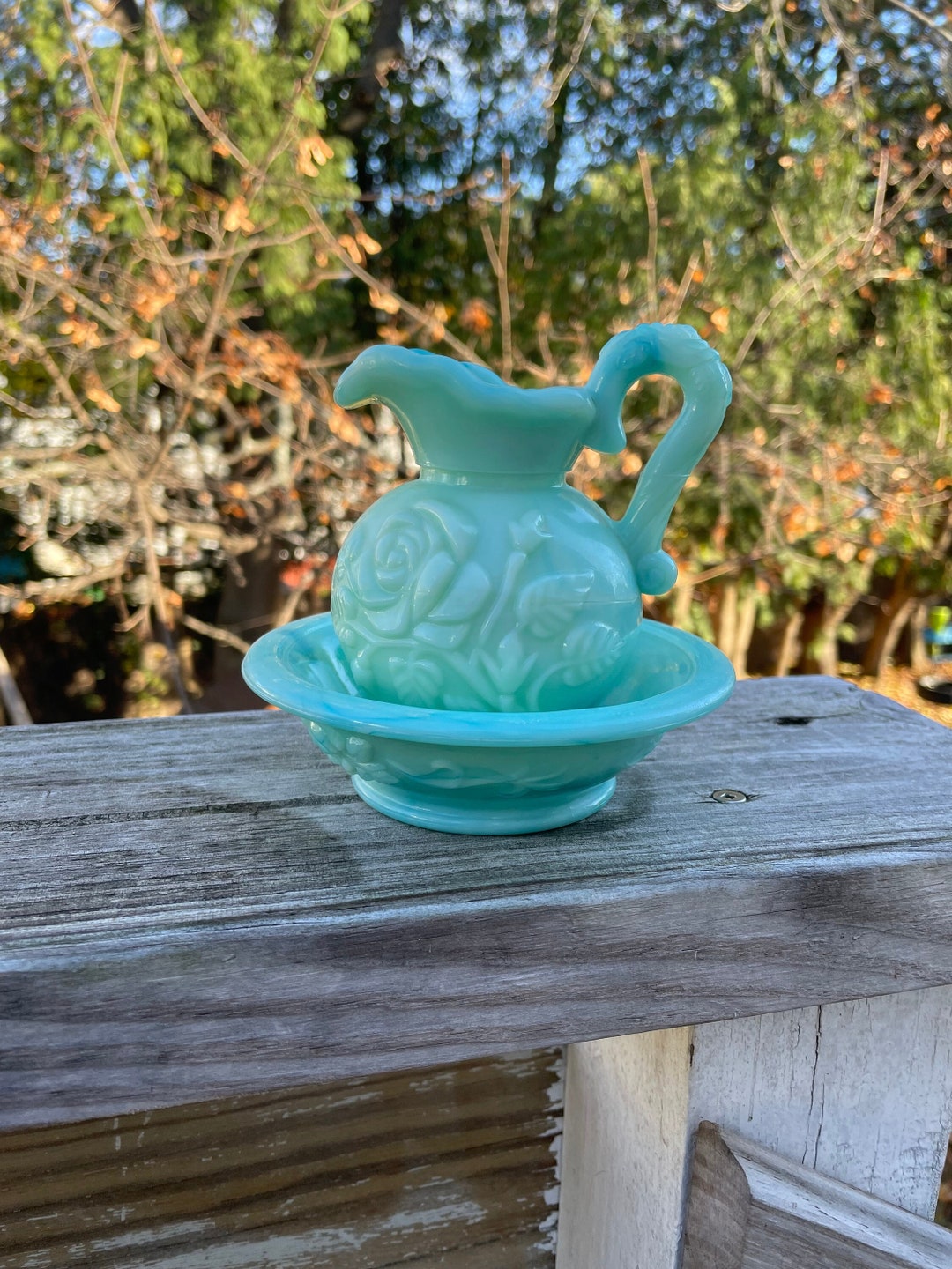 Vintage Avon Blue Milk Glass Wash Basin Set, Vintage Avon, Vintage Wash ...