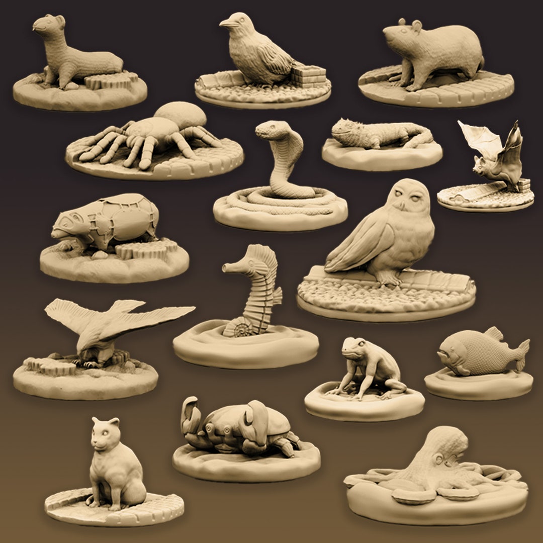 16 Friendly Familiars - Animal Set, Dnd Miniatures, Dungeons and ...