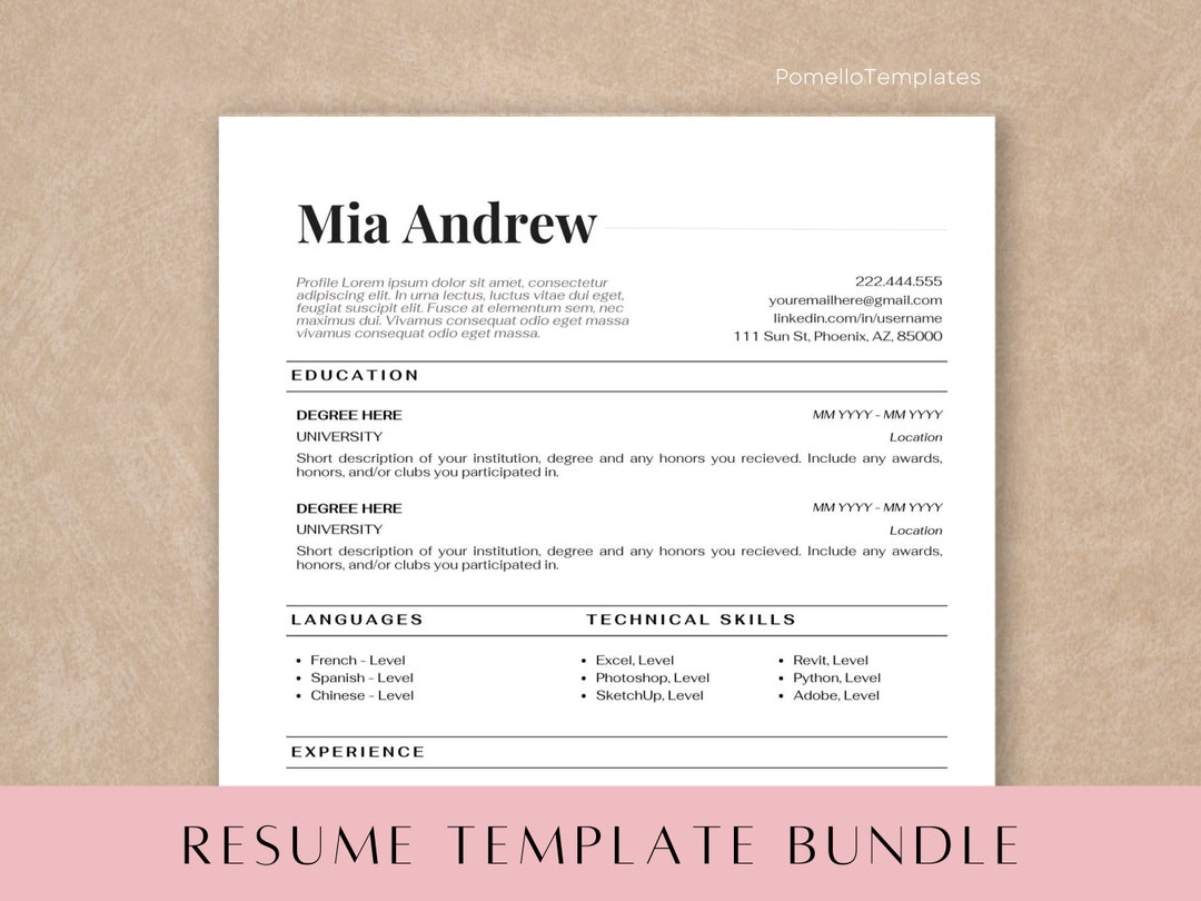 1 Page Resume Template, Professional Resume Template Canva ...