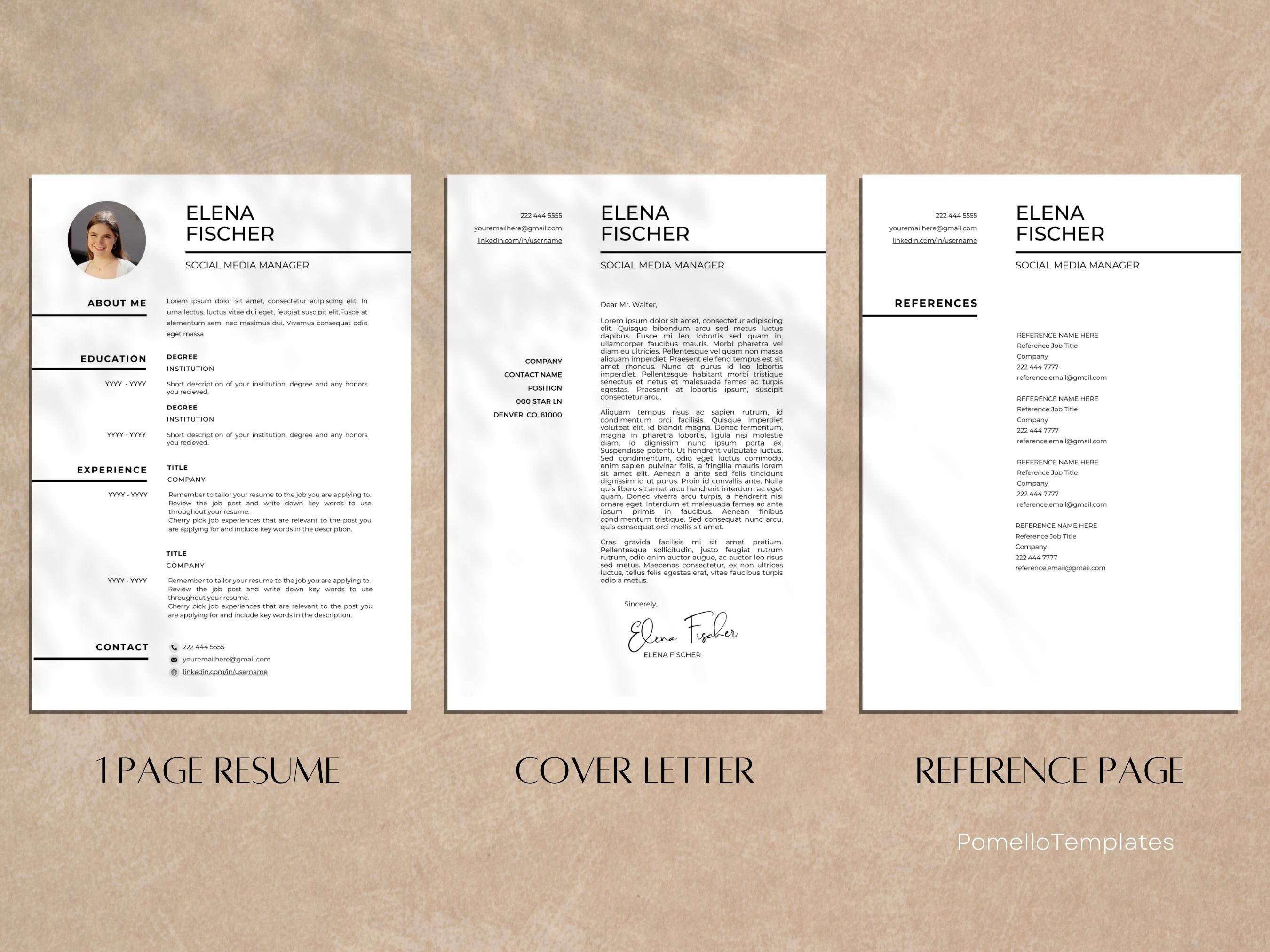 1 and 2 Page Resume With Photo, CV Template Canva, Professional Resume ...