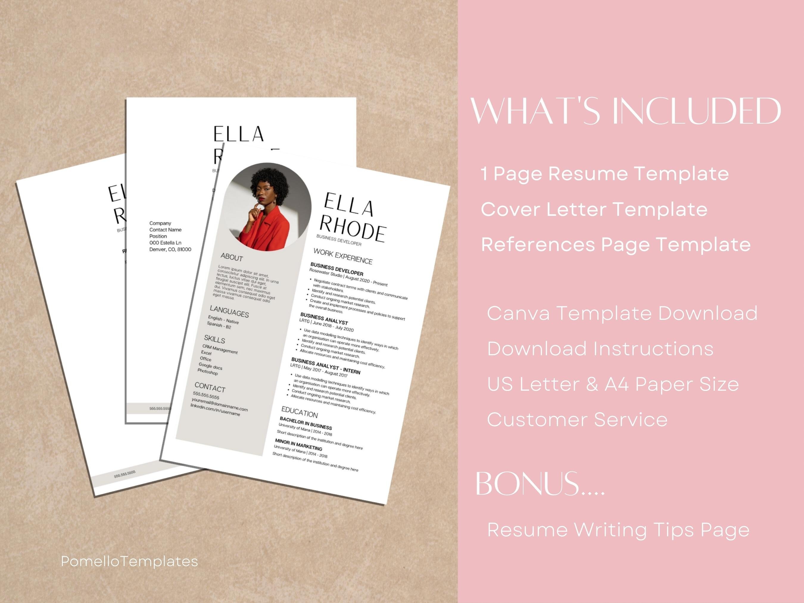 Resume Template With Photo, Professional Resume Template for Canva ...