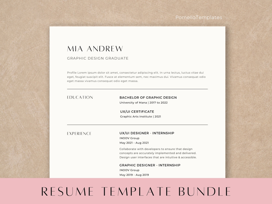 2 and 1 Page Resume CV Template Canva Professional Resume - Etsy