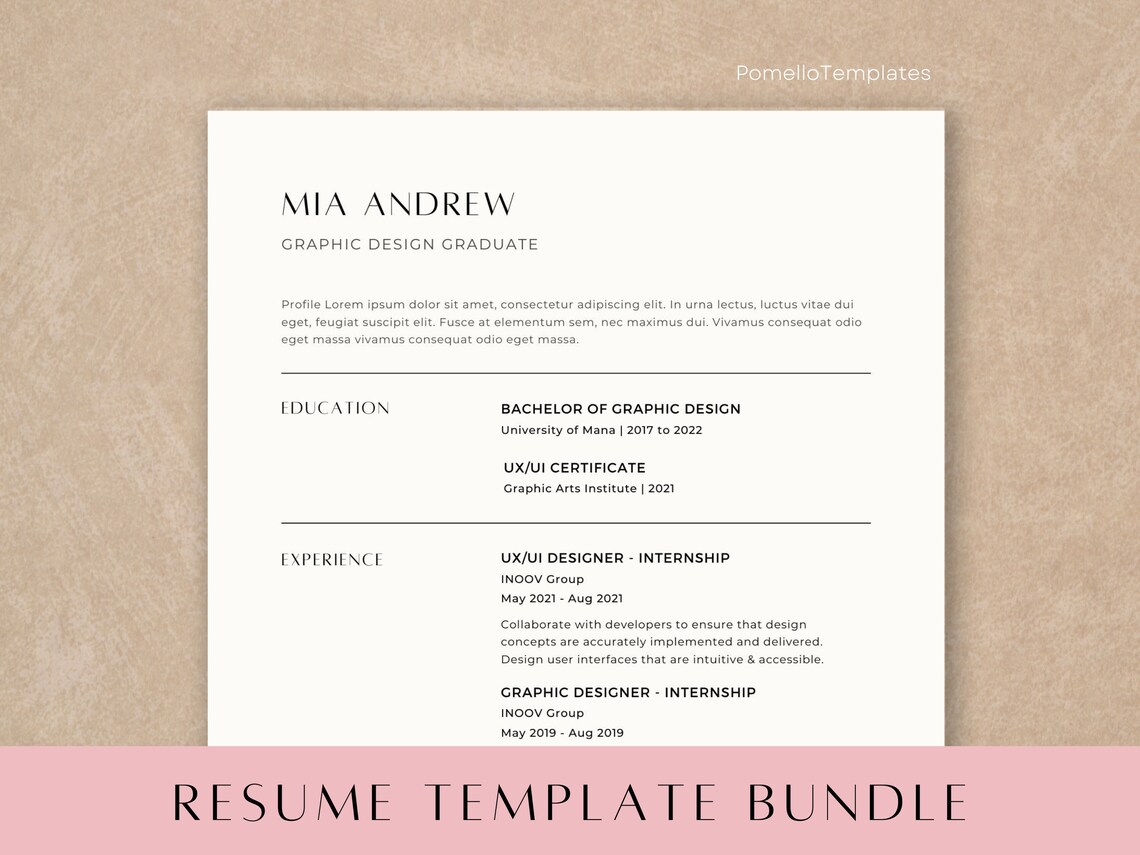 2 and 1 Page Resume CV Template Canva Professional Resume - Etsy