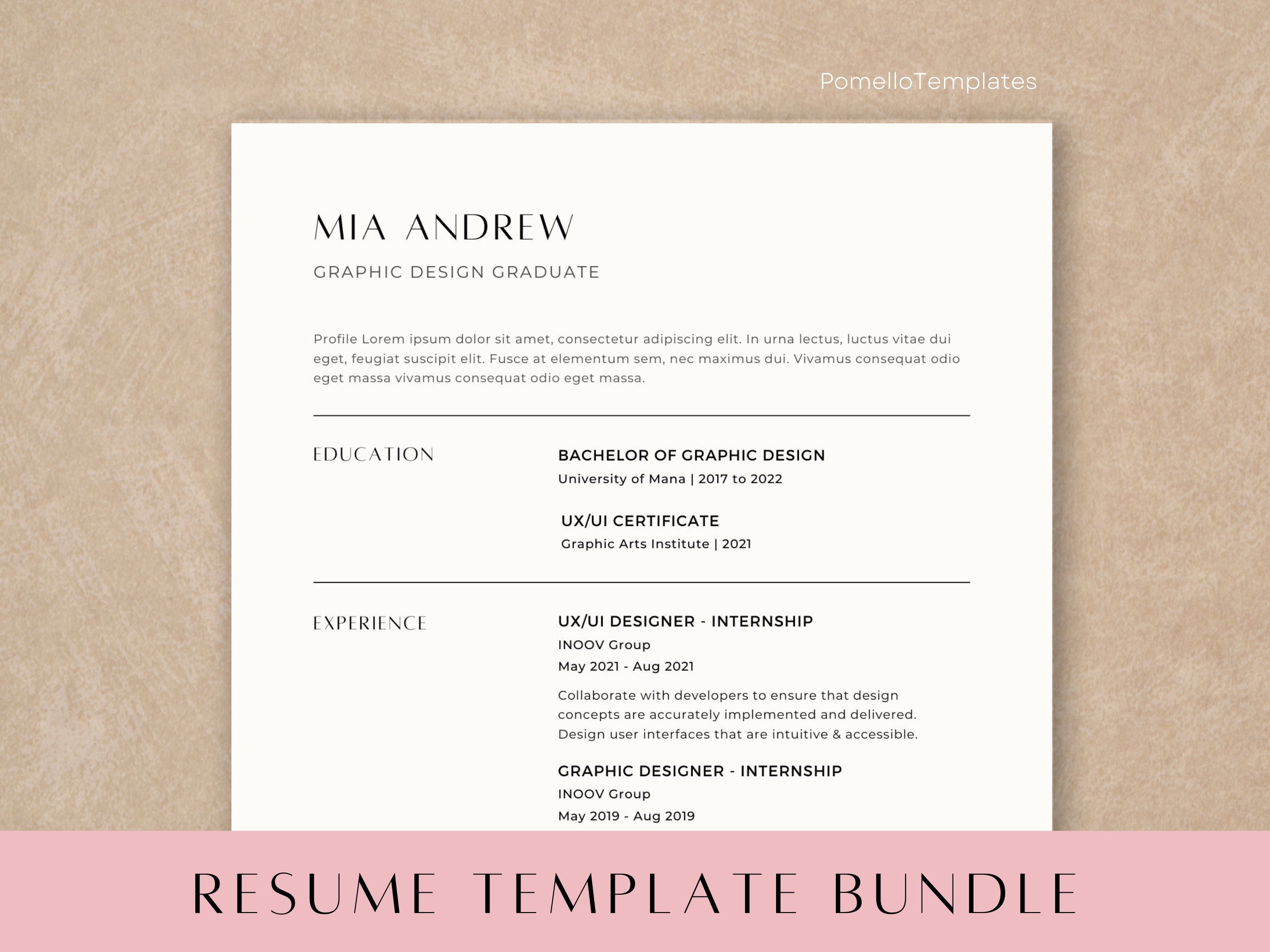 2 and 1 Page Resume CV Template Canva Professional Resume - Etsy