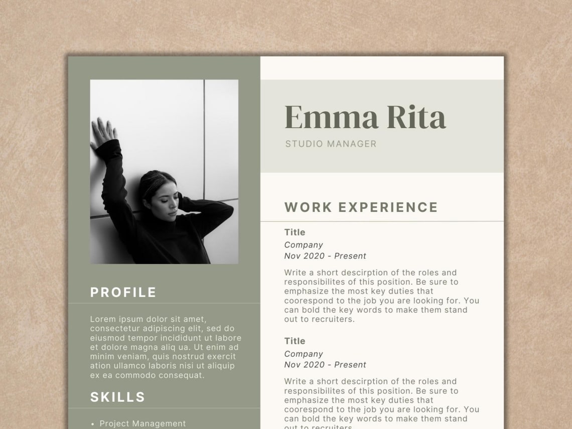 Resume Template With Photo Professional Resume Template - Etsy