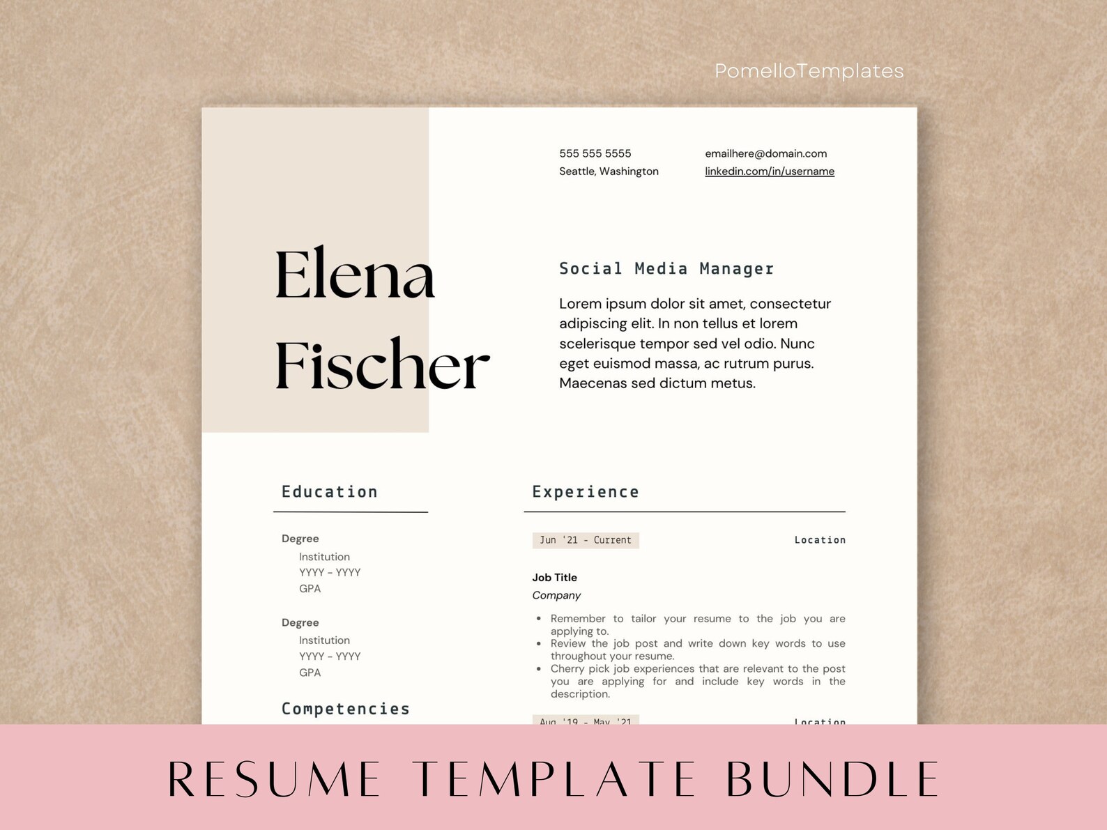 1 Page Resume Template, Professional Resume Template Canva ...