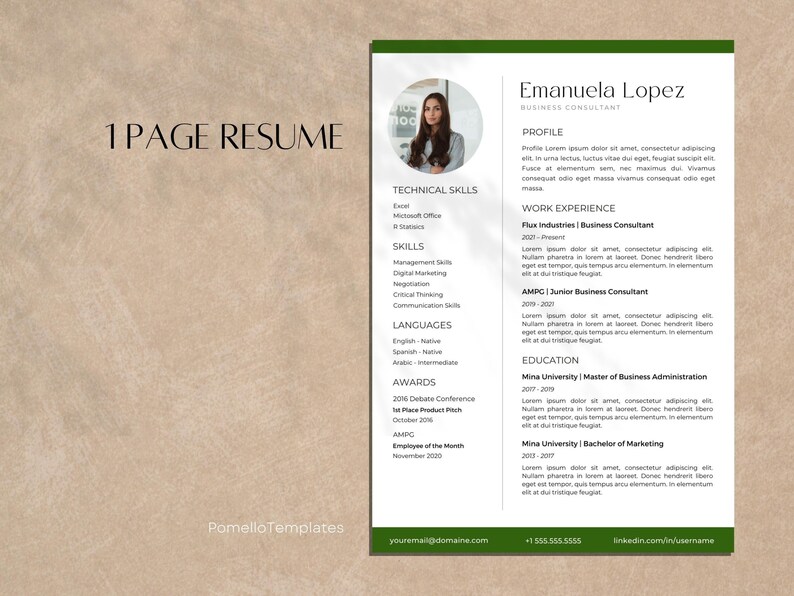 Resume Template With Photo Professional Resume Template - Etsy