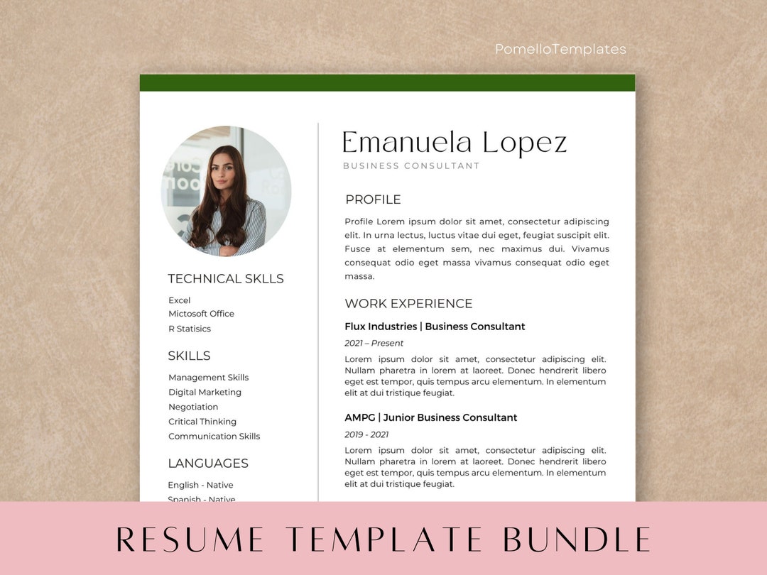 Resume Template With Photo, Professional Resume Template Canva ...