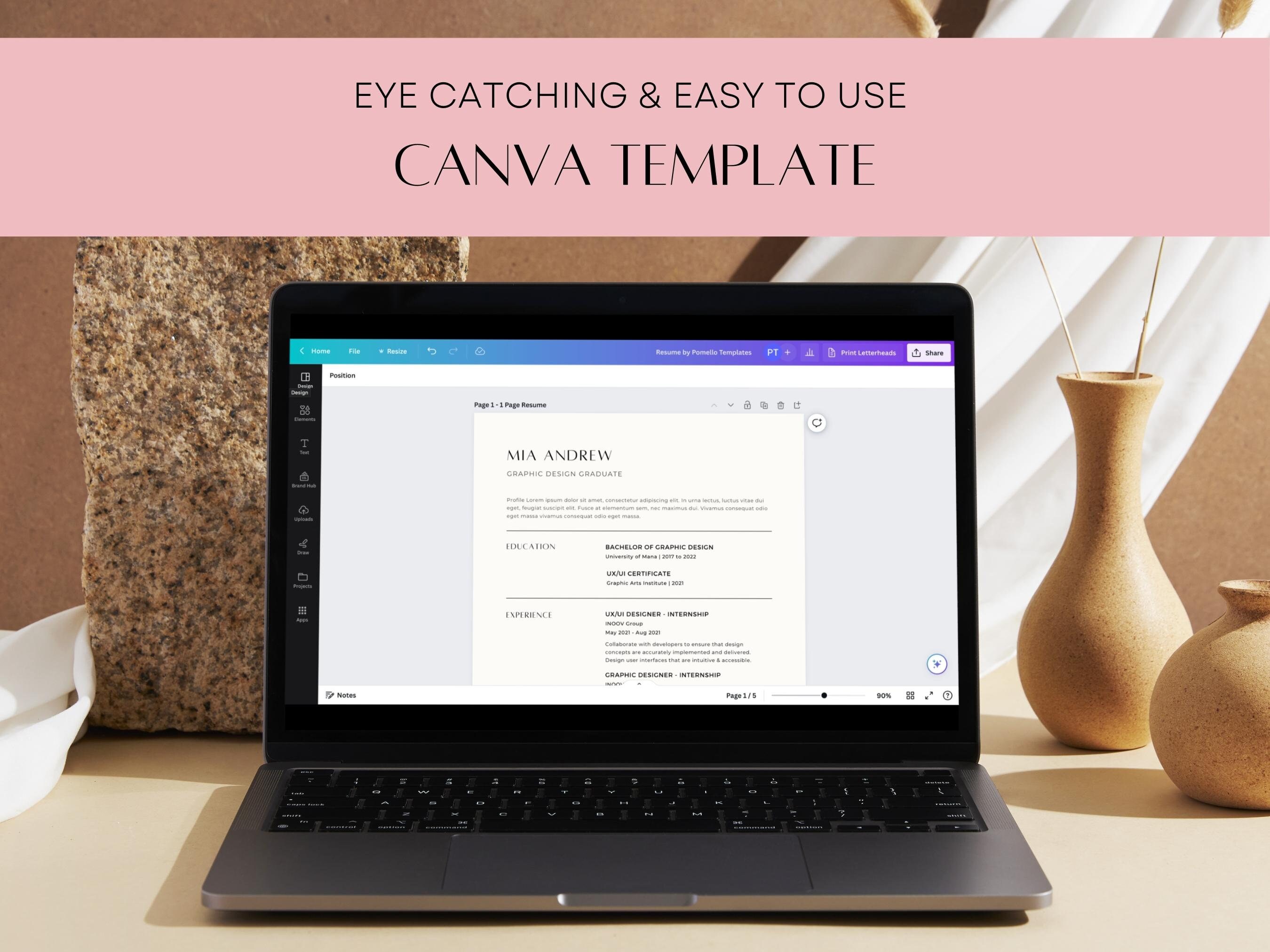 2 and 1 Page Resume CV Template Canva Professional Resume - Etsy
