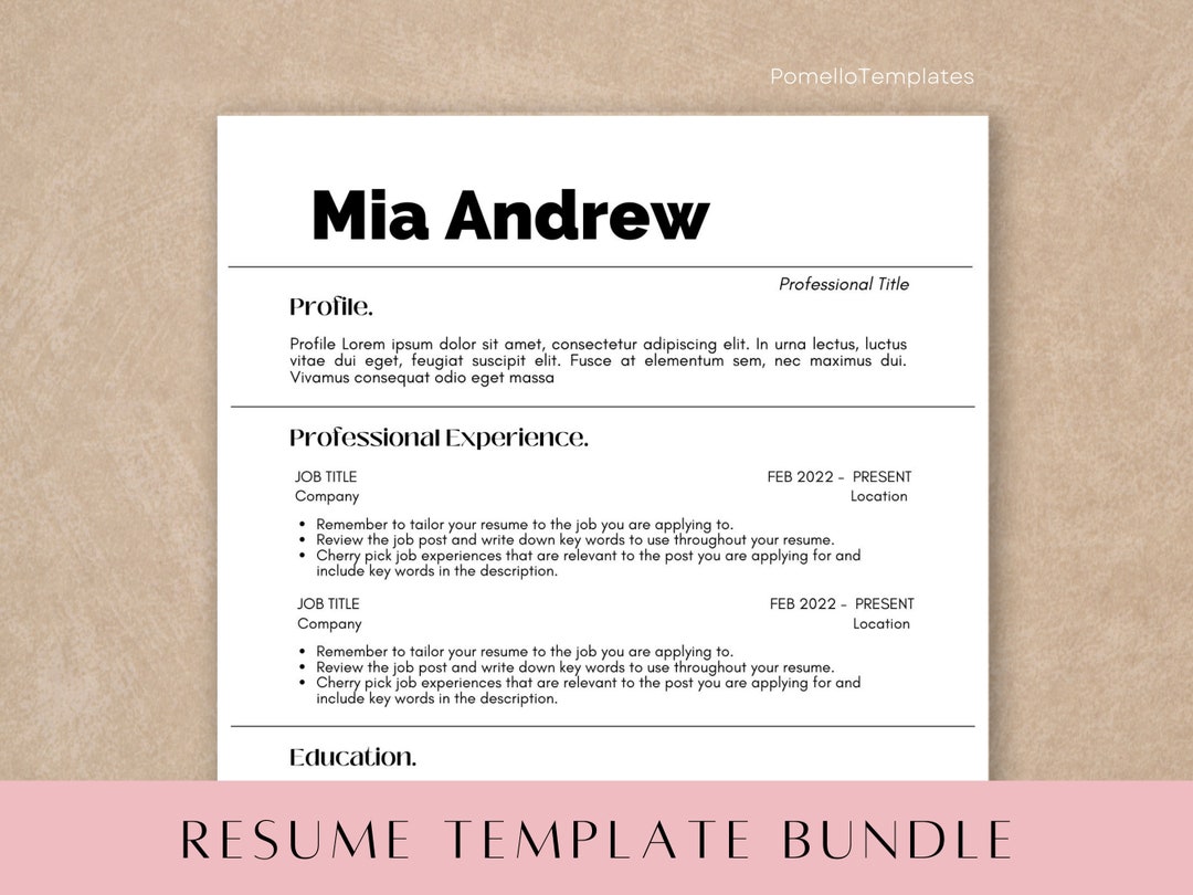 2 and 1 Page Resume, CV Template Canva, Professional Resume Template ...