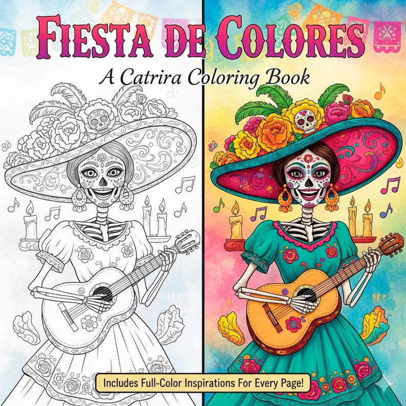 Day of the Dead Catrina Coloring Book | PDF + JPEG | Printable Coloring ...