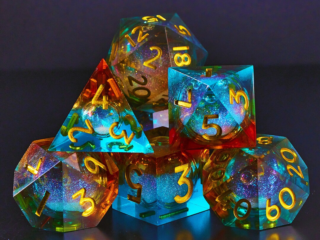 Dark Blue Liquid Core Dnd Dice Set for Role Playing Games , Liquid Core ...