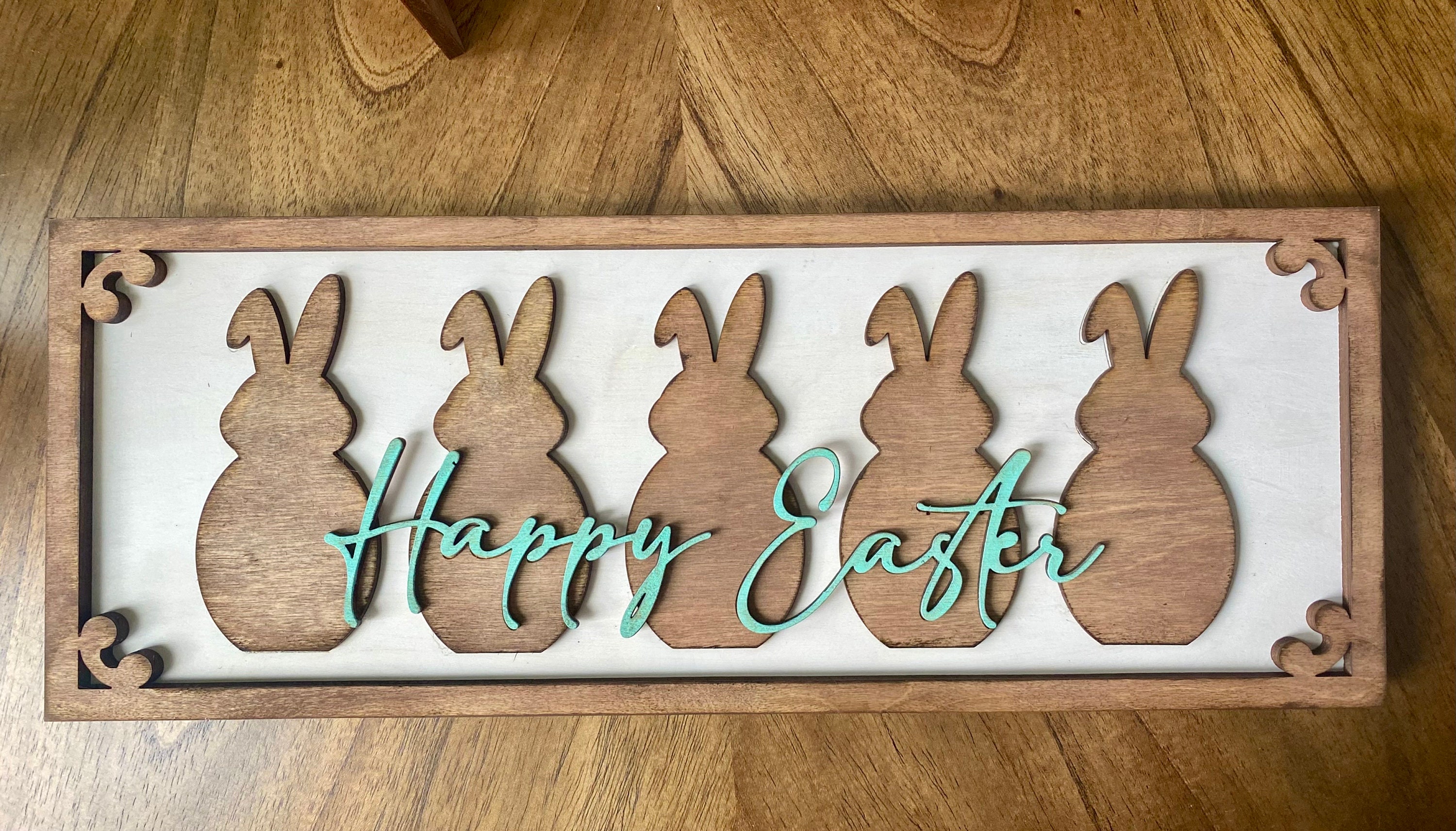 Happy Easter Bunny Sign With Easel Back SVG File - Etsy