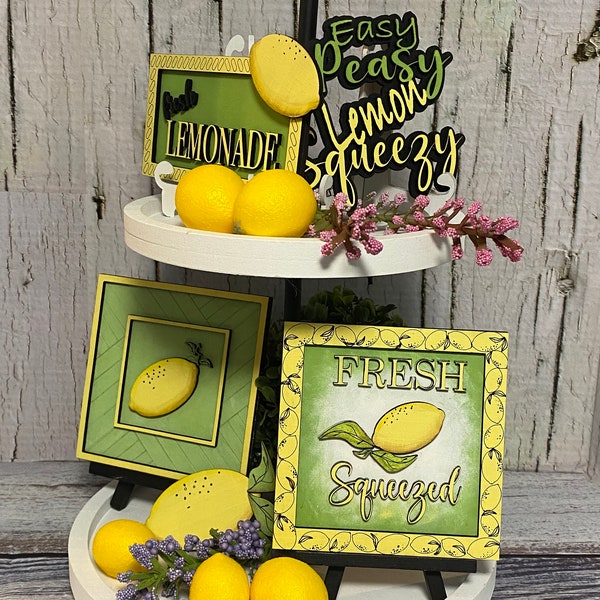 Lemon Tiered Tray Decor - Etsy Canada
