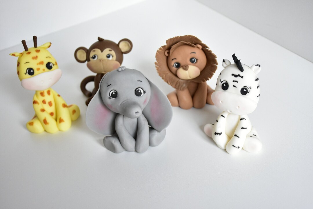 Jungle Cake Topper Birthday Cake Topper Fondant Figurine Safari Theme ...