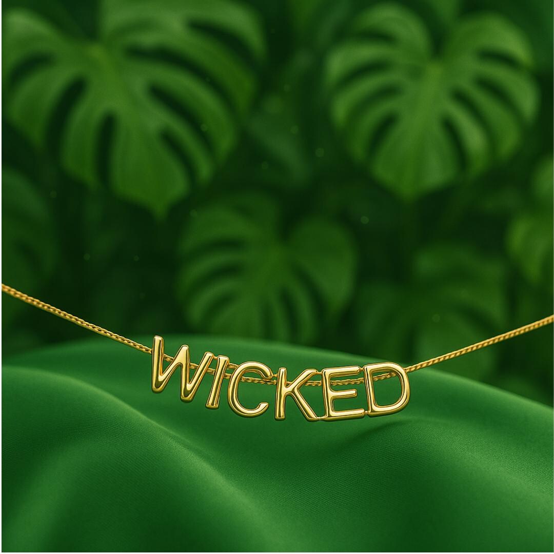 Wicked Movie Premiere Necklace, Gold WICKED Letters, Broadway-to-film ...