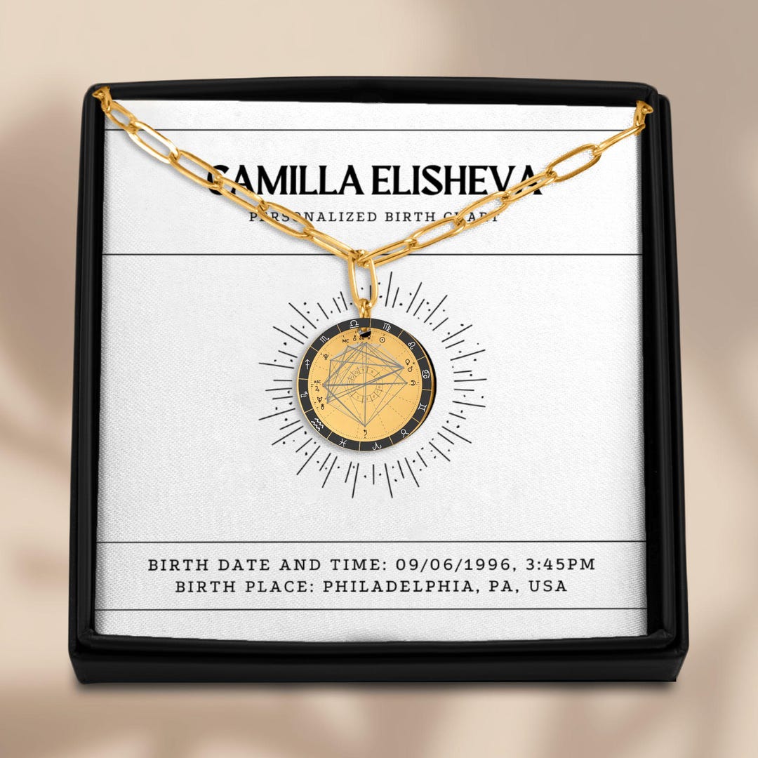 Custom Birth Chart Necklace Engraved Astrology Disk Pendant Zodiac Star ...
