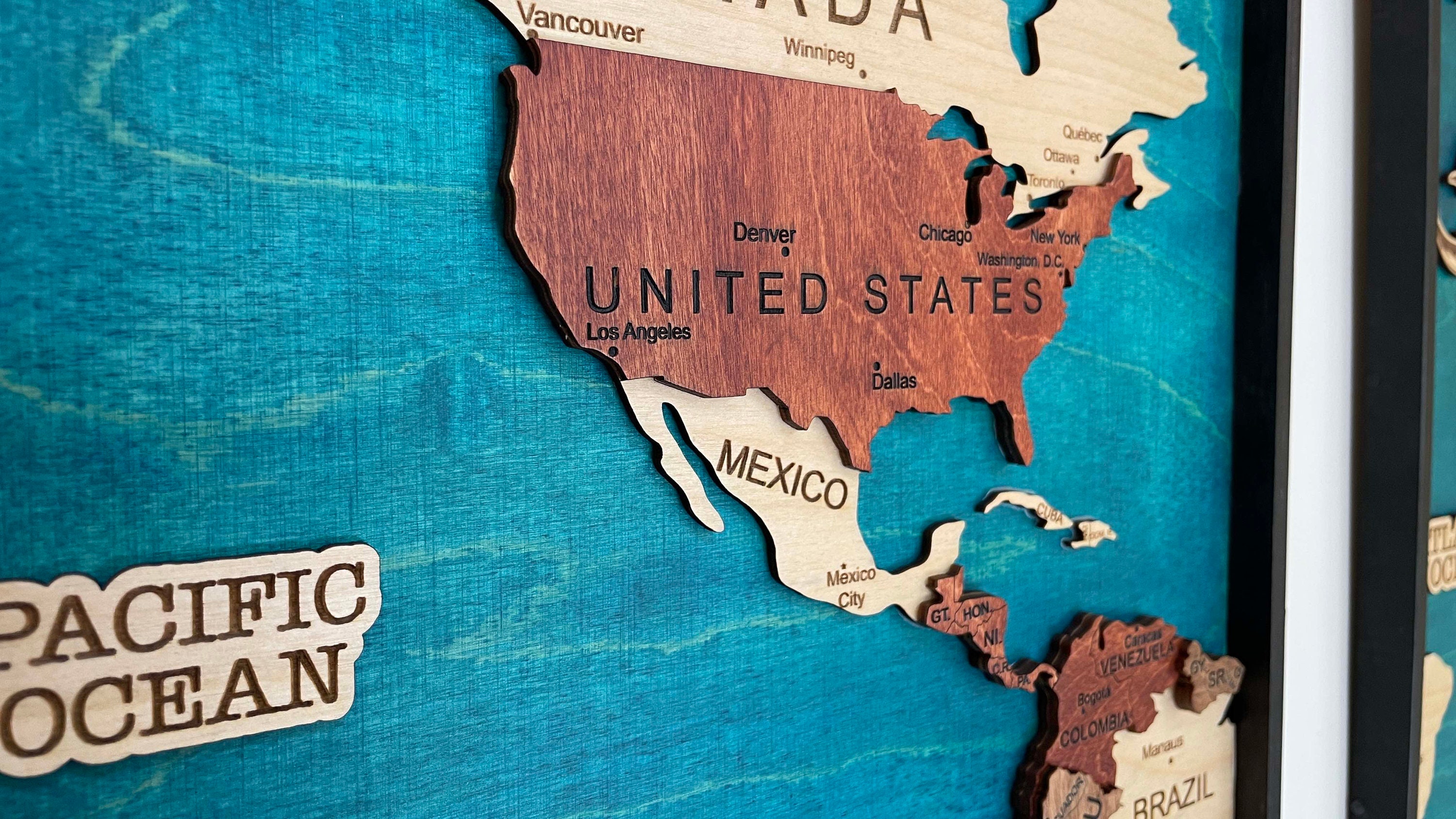 3 Frames World Map Wall Décor Framed Wall Hanging for Office, Home ...