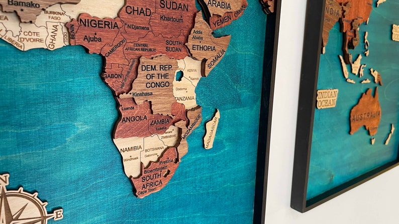 3 Frames World Map Wall Décor Framed Wall Hanging for Office, Home ...