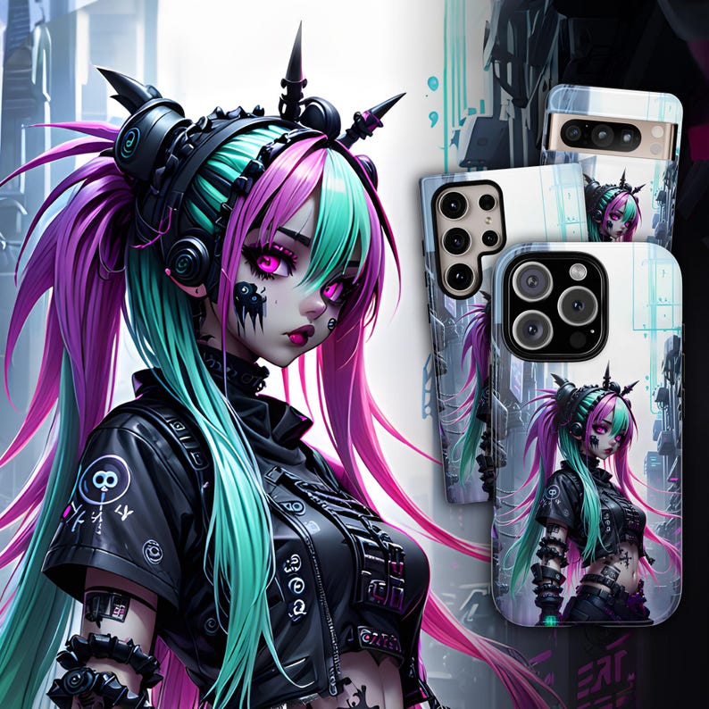 Cyberpunk Anime Phone Case - Cybergoth Girl Japanese Art Cover for ...