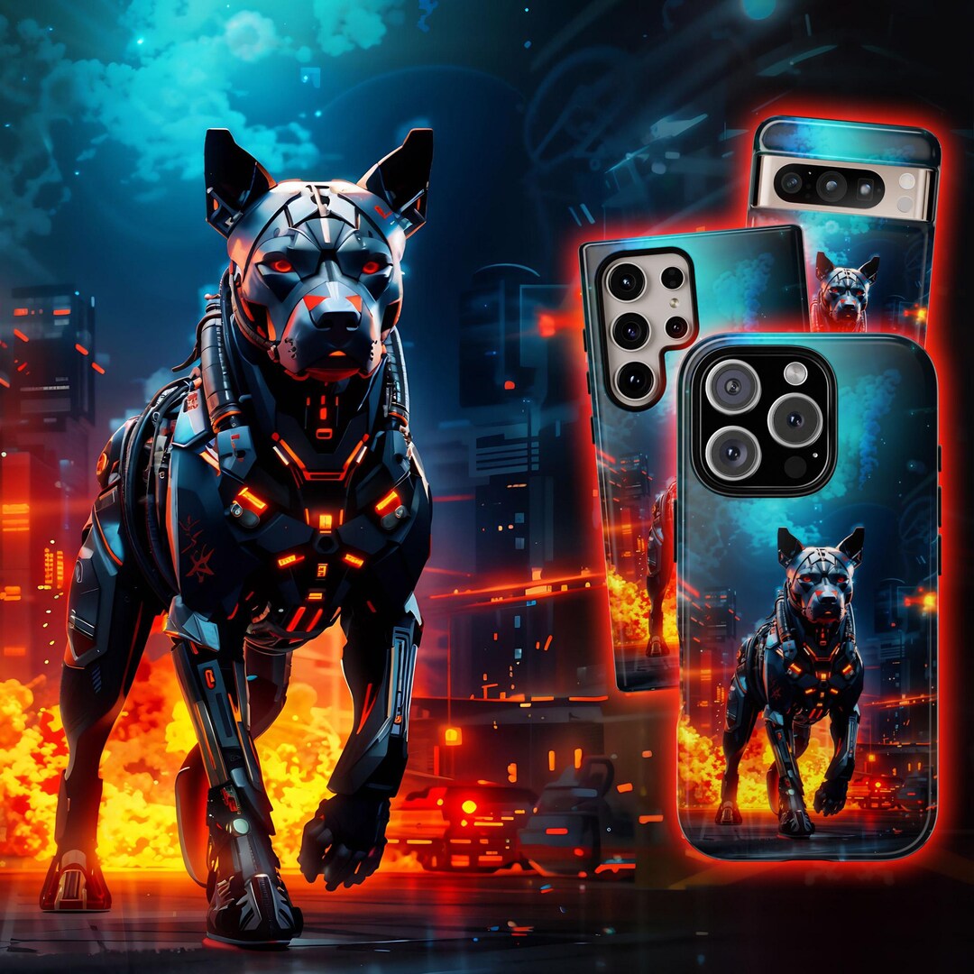 Cyborg Pitbull Phone Case - Cyberpunk Robot Dog Cover for iPhone 17 Air ...