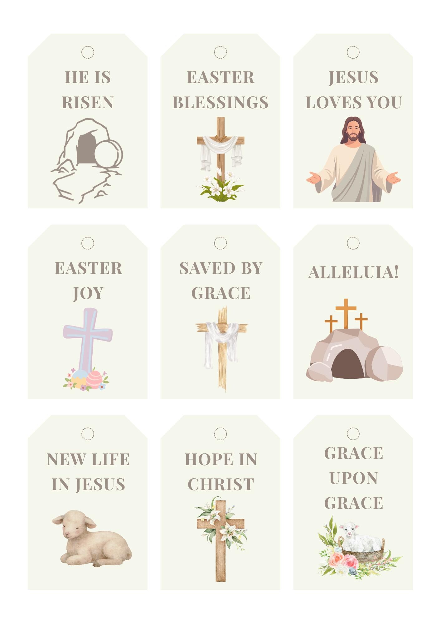 Christian Easter Gift Tags Printable | He is Risen Tags | Religious ...