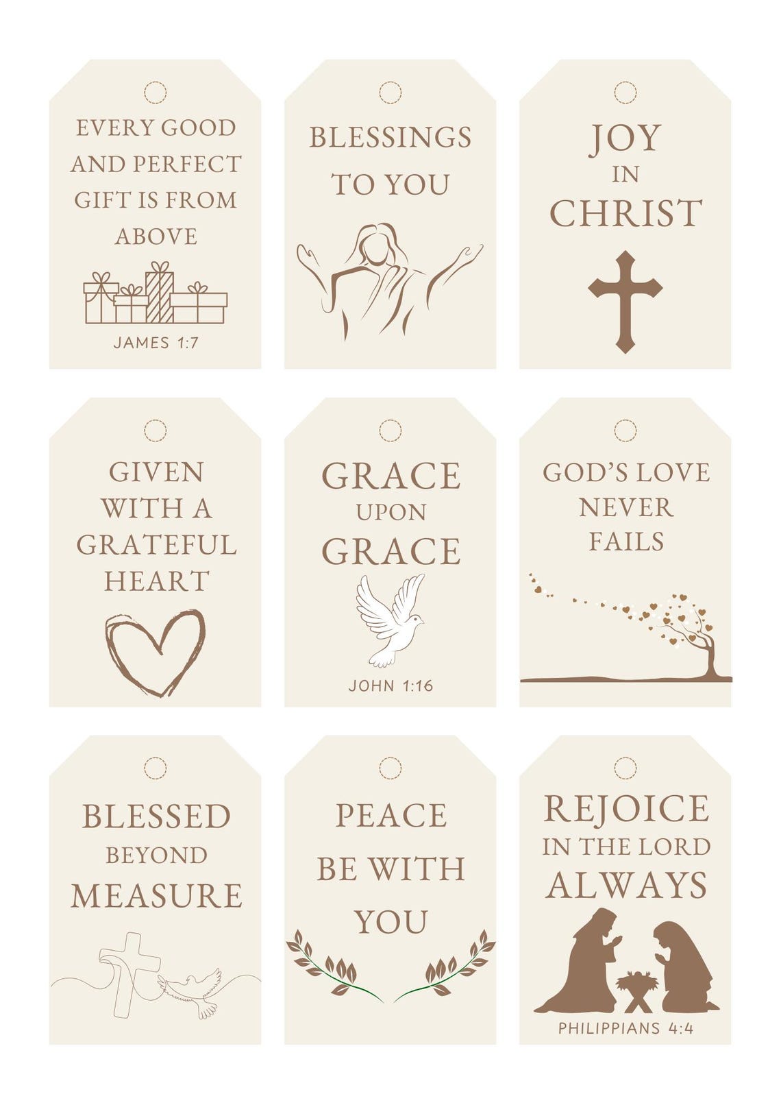 Printable Christian Gift Tags • Bible Verse Scripture (instant Download ...