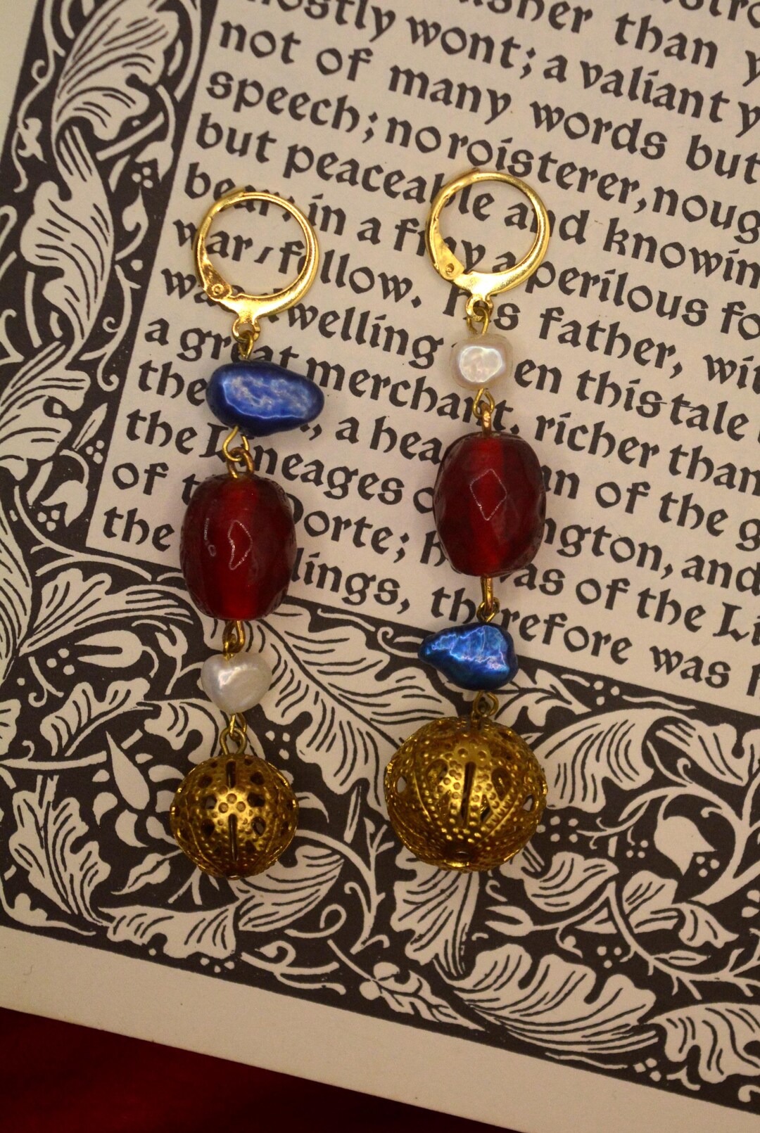 Fortuna Medieval Renaissance Inspired Earrings With Freshwater Pearls ...