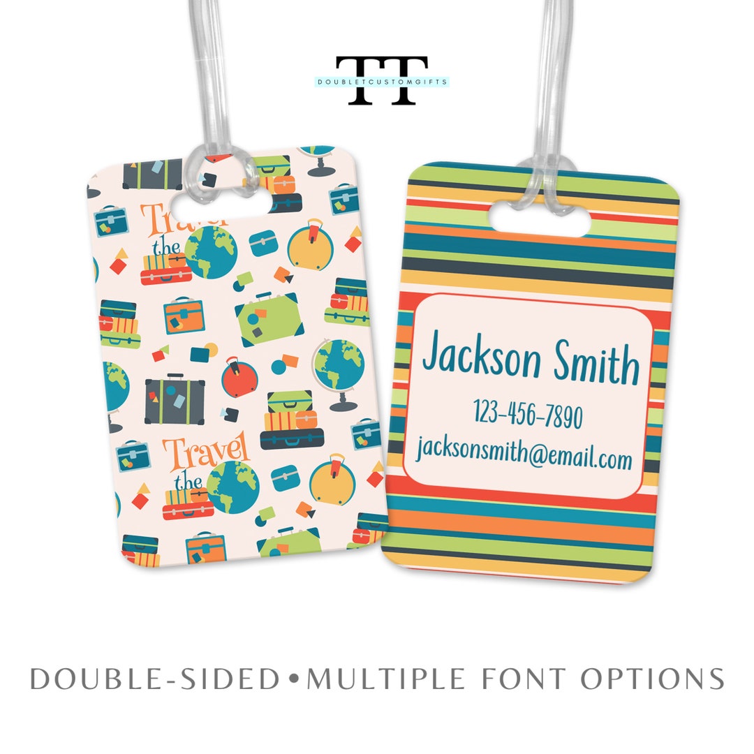 Custom Luggage Tag World Traveler With Name, Personalized Suitcase Bag ...